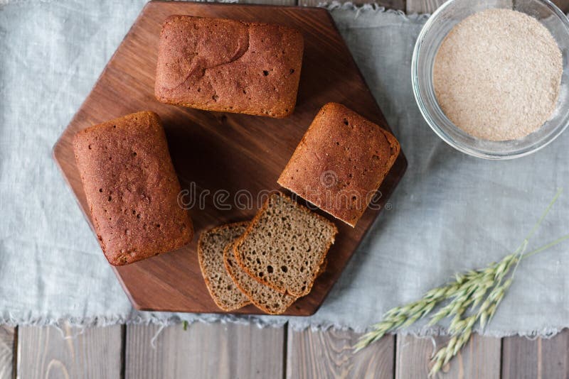 Flat Lay of Loaf Bread on a Wooden Tray with Yeast Stock Photo - Image ...