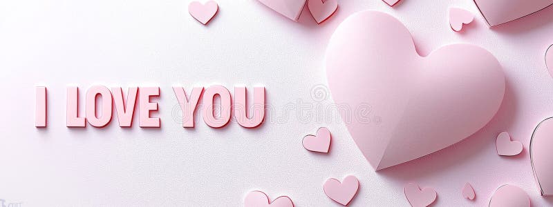 A Flat Lay of a Love Note with Pink Paper Hearts Stock Photo - Image of ...