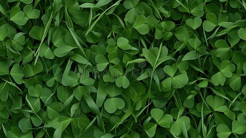 A Flat Lay of Lush Green Clover Leaves Forms a Complex Pattern, Perfect ...