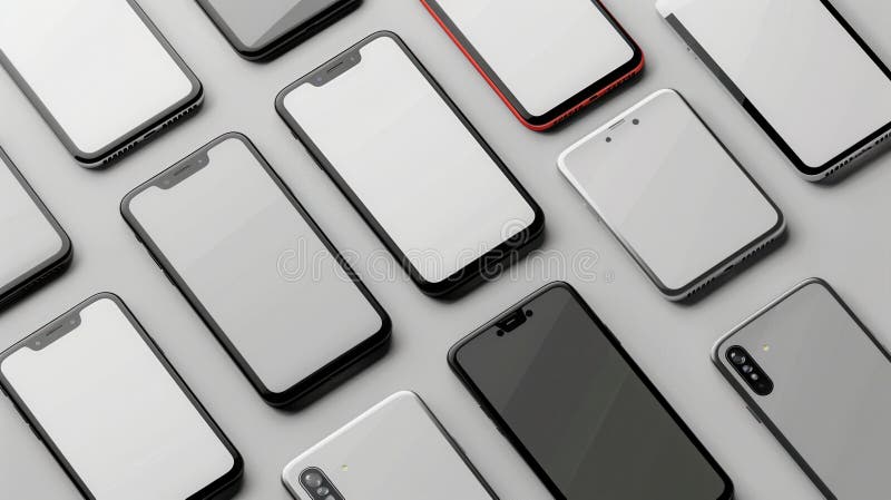 A Flat Lay of Modern Smartphones Arranged in Different Angles on a ...