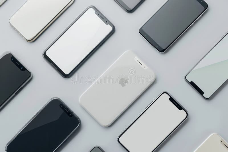 A Flat Lay of Multiple Modern Smartphones Arranged at Different Angles ...