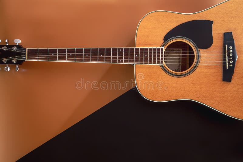 Flat Lay, Music Background with Acoustic Guitar. Stock Photo - Image of ...