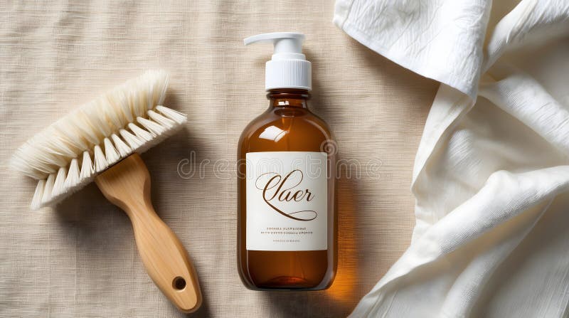 Flat Lay of Natural Cleaning Products on Beige Textile Background Stock ...