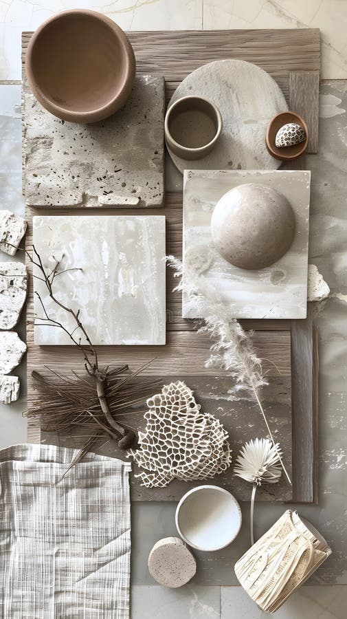 Natural Theme Flat Lay with Ceramics and Textured Elements Stock Image ...