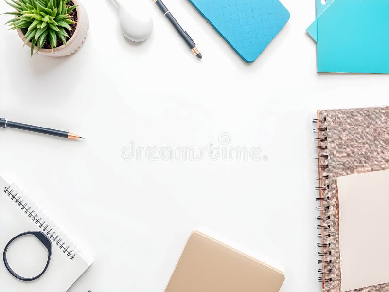 Flat Lay of Office Desk Table with Copy Space Top View Stock ...