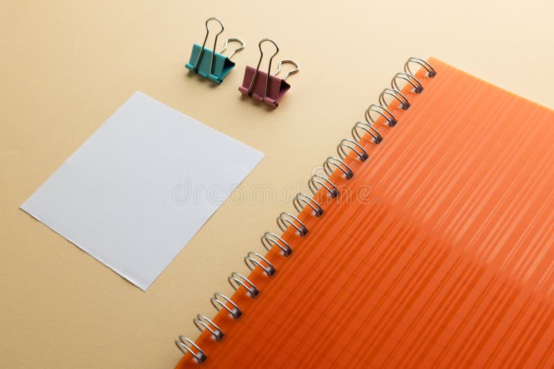 Flat Lay of Memo Notes, Paper Clips, Envelope and White Paper with Copy ...