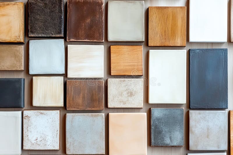 A Flat Lay of Painted Ceramic Tiles Arranged Neatly on a Smooth Stock ...