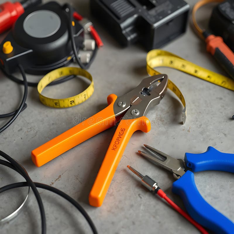 A Flat Lay of a Pair of Cable Cutters with Measuring Tape Wires and ...