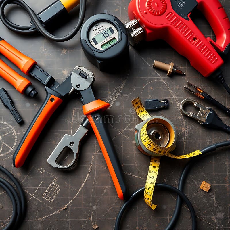 A Flat Lay of a Pair of Cable Cutters with Measuring Tape Wires and ...