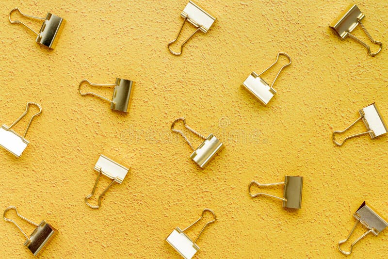 Flat Lay of Paper Binder Clips, Office Supplies Pattern Stock Image ...