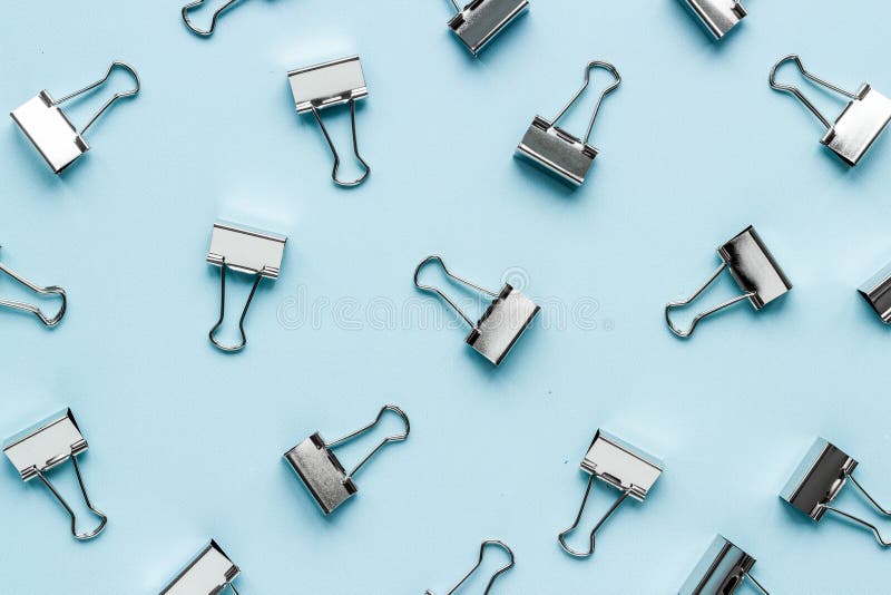 Flat Lay of Paper Binder Clips, Office Supplies Pattern Stock Photo ...