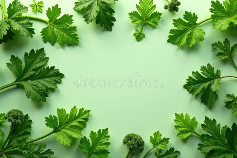 Flat Lay Parsley Leaves Forming Geometric Design, Cooking, Shape ...