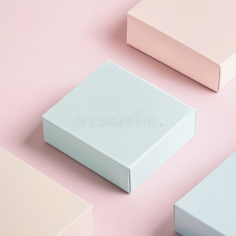 Flat Lay of Pastel Colored Boxes on a Light Pink Background Stock Image ...