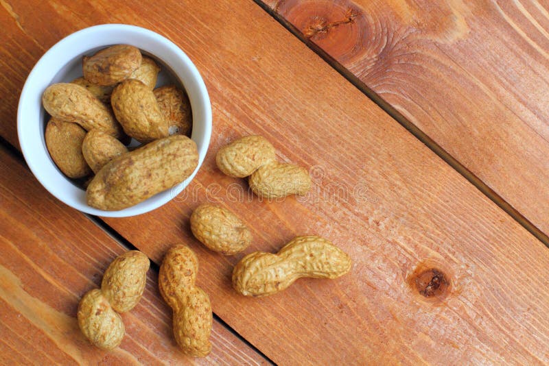 Flat Lay Peanuts on a Rustic Table Made of Wood Close-up , Copy Space ...
