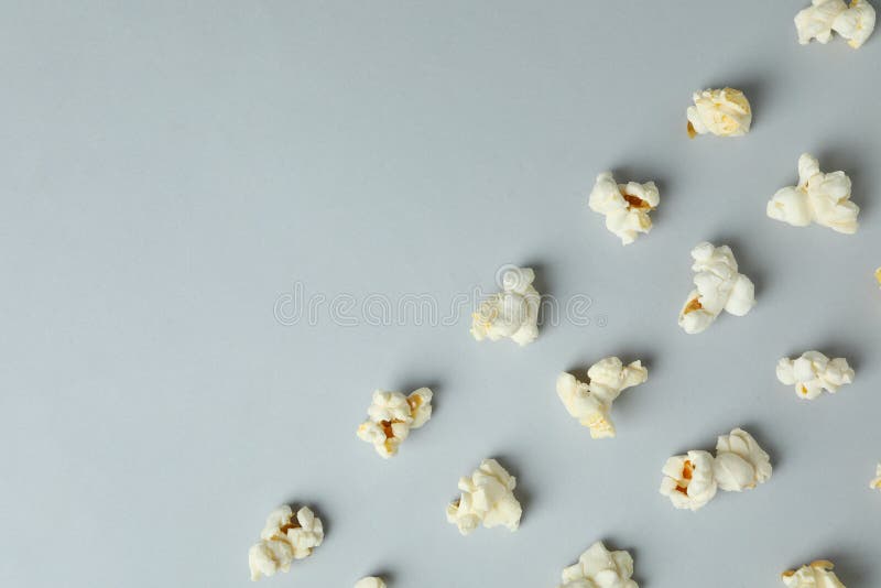 Flat Lay with Popcorn on Light Gray Background Stock Image - Image of ...