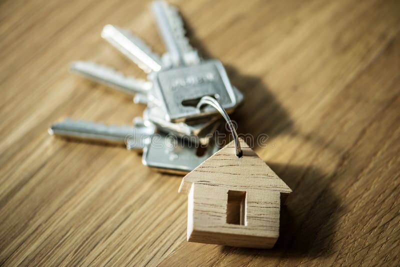 Flat Lay of Real Estate Key Chain Concept Stock Photo - Image of ...