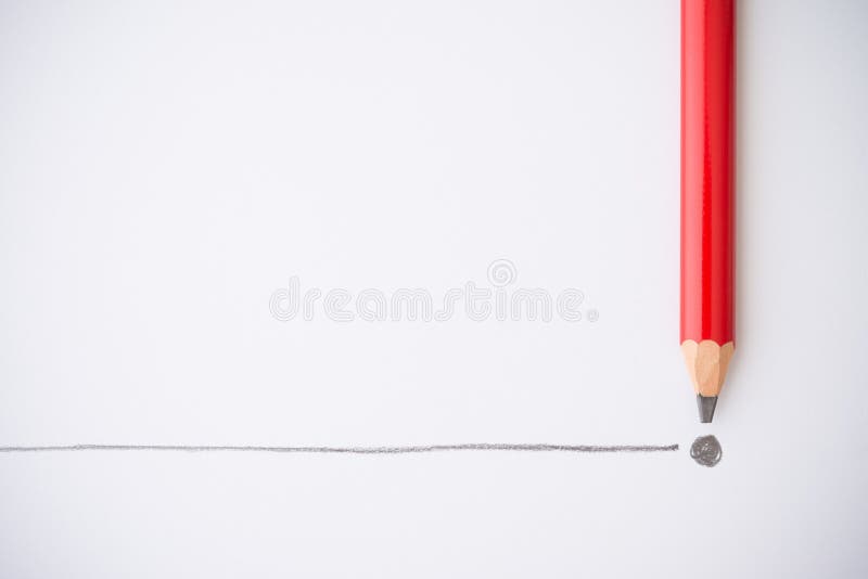 Flat Lay of Red Colour Pencil Write Line and End Point on White Paper ...