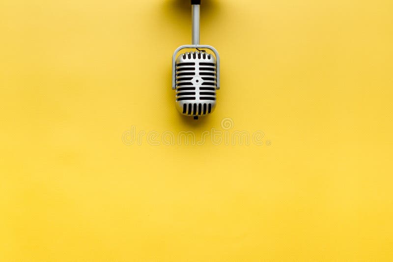 Flat Lay of Retro Classic Microphone with Space for Text Stock Image ...