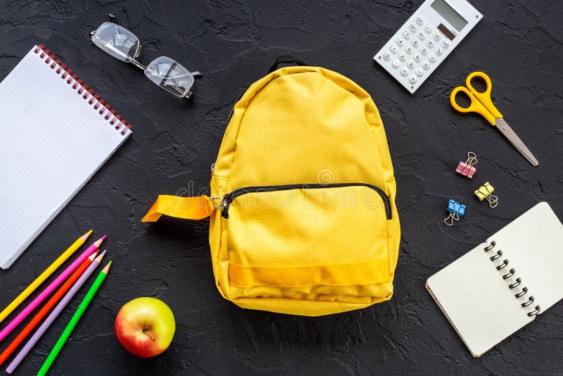 Flat Lay of School Backpack with School Items and Student Accessories ...