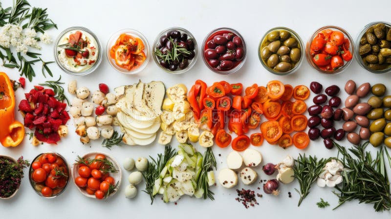 A Flat Lay of a Selection of Stuffed Olives and Pickled Digital Pic ...