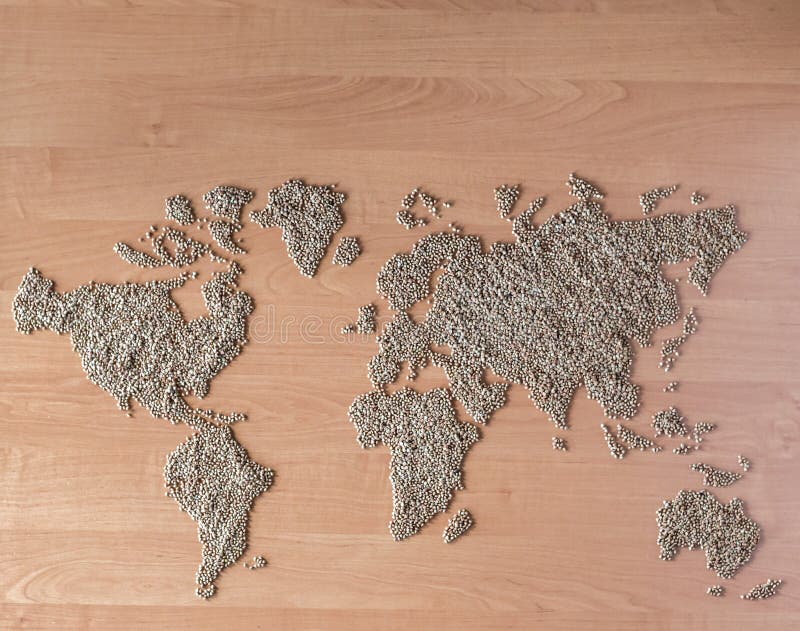 Flat Lay Set with Cereals in the Form of the Continents or Map of the ...
