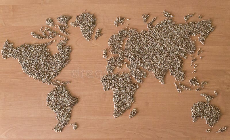Flat Lay Set with Cereals in the Form of the Continents or Map of the ...