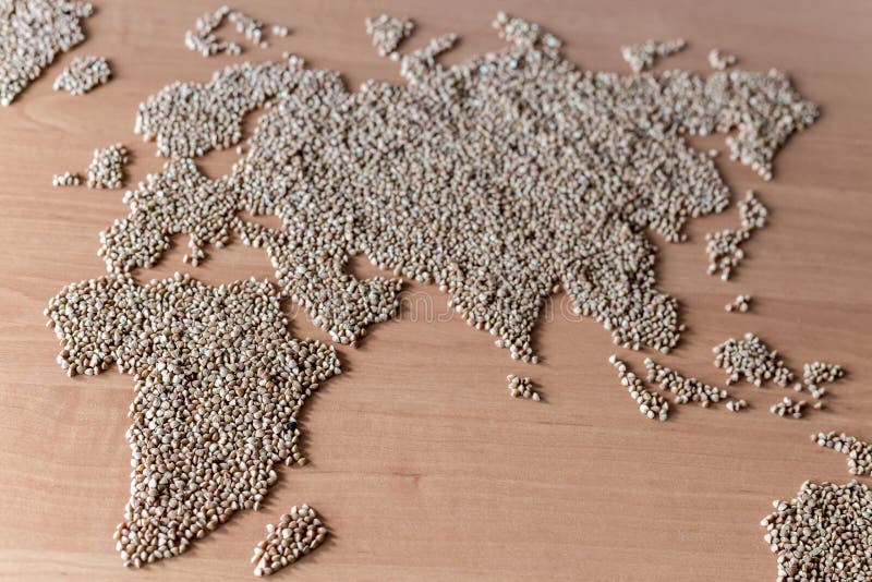 Flat Lay Set with Cereals in the Form of the Continents or Map of the ...