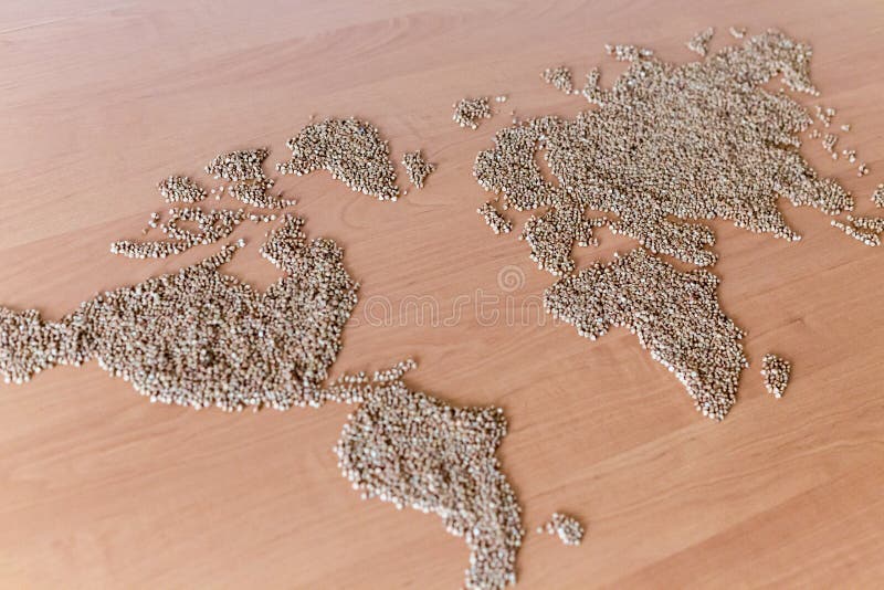 Flat Lay Set with Cereals in the Form of the Continents or Map of the ...