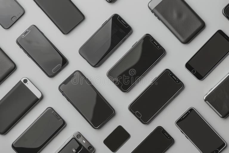 A Flat Lay of Several Modern Smartphones Arranged in Different Angles ...