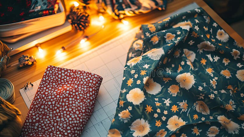 A Flat Lay of Sewing Patterns Styled on a Clean Cutting Mat with Soft ...