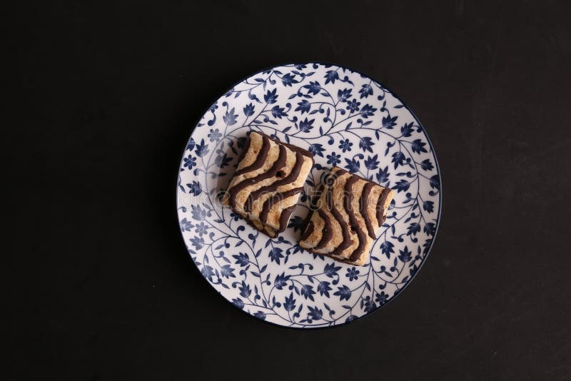 Flat Lay Shot of Tasty Homemade Chocolate Biscuits on a Plate Stock ...