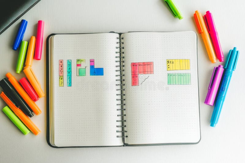 A Flat Lay Showcases a Bullet Journal Designed for Time-blocking ...