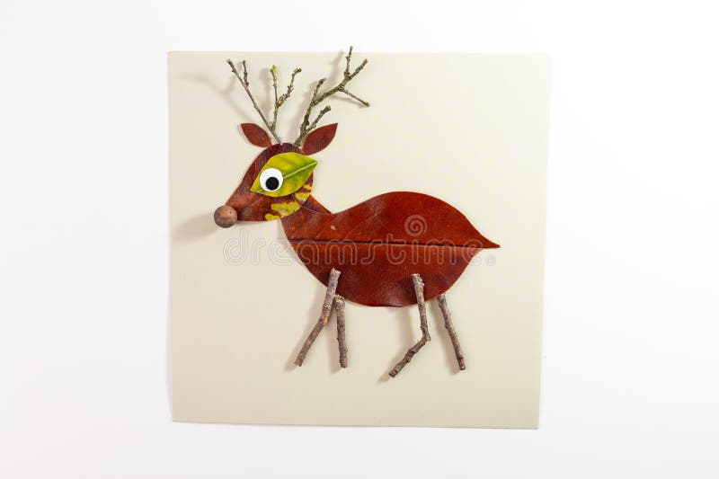 Flat Lay Showing a Deer Created from Natural Elements on. Includes Leaf ...