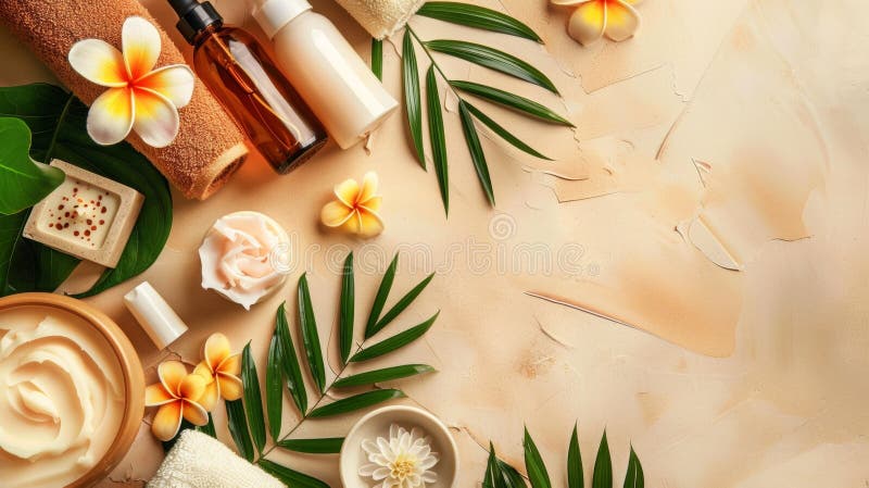 Spa Essentials with Tropical Flowers Stock Photo - Image of generated ...