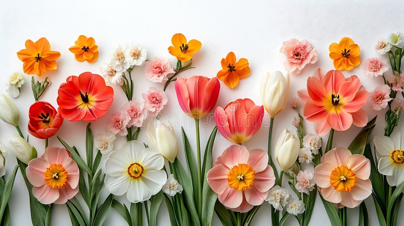 Flat Lay Spring Flowers Including Stock Photo - Image of tones, flat ...
