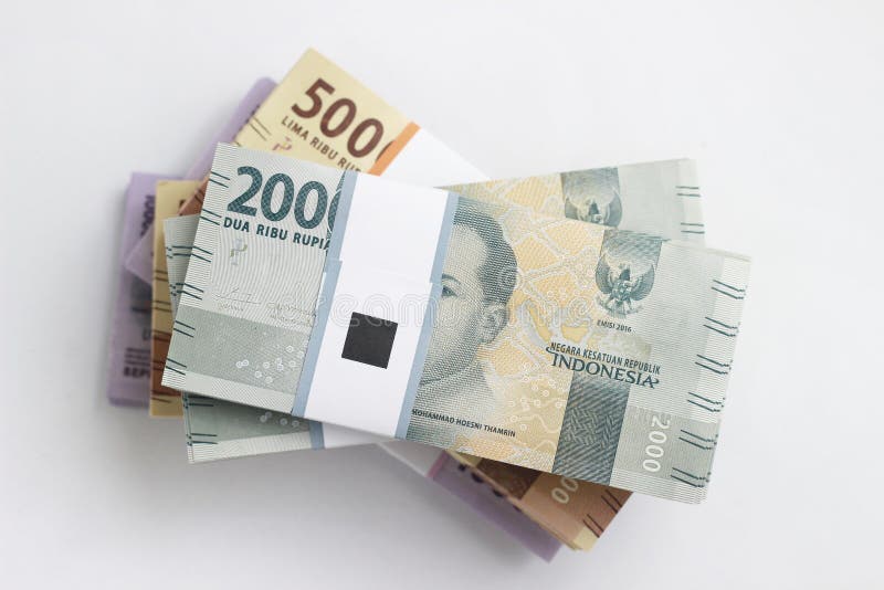 Flat Lay, Stack of Bundle 2000 Rupiah Indonesia Money, at White ...