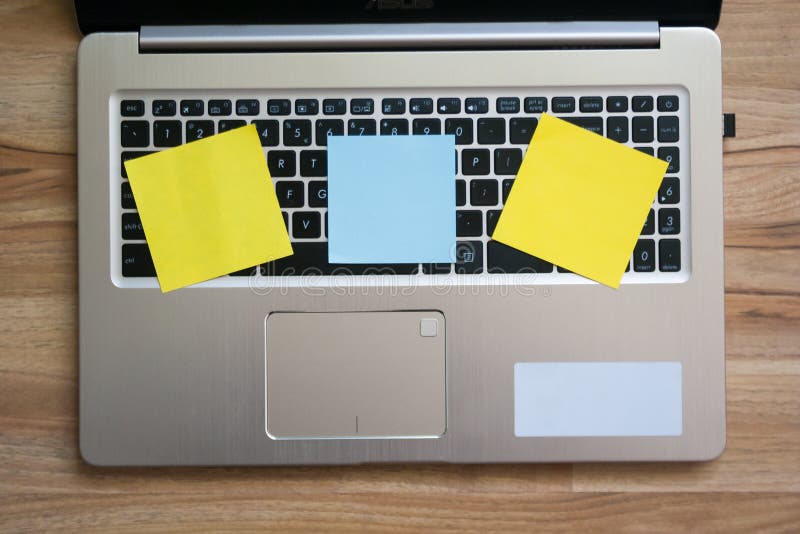 Flat Lay Style Image of Modern Laptop Computer Keyboard. Yellow and ...
