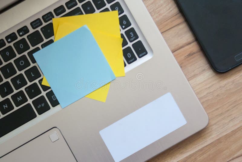 Flat Lay Style Image of Modern Laptop Computer Keyboard. Yellow and ...