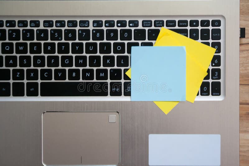 Flat Lay Style Image of Modern Laptop Computer Keyboard. Yellow and ...