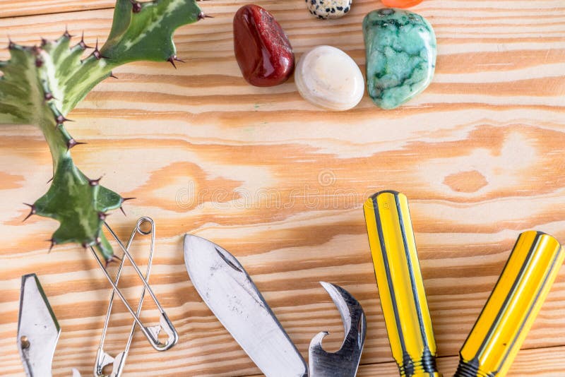 Flat Lay Style Modern Design of Worker Workplace, Set of Busines Stock ...