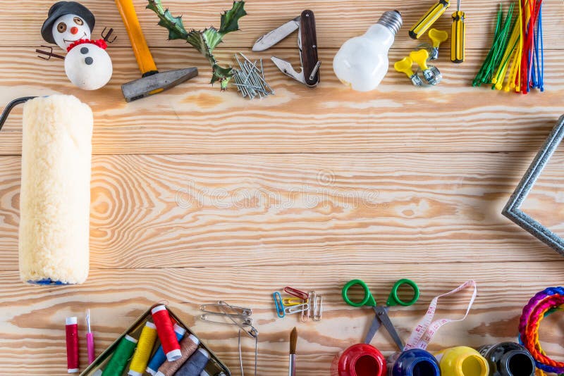 Flat Lay Style Modern Design of Worker Workplace, Set of Busines Stock ...