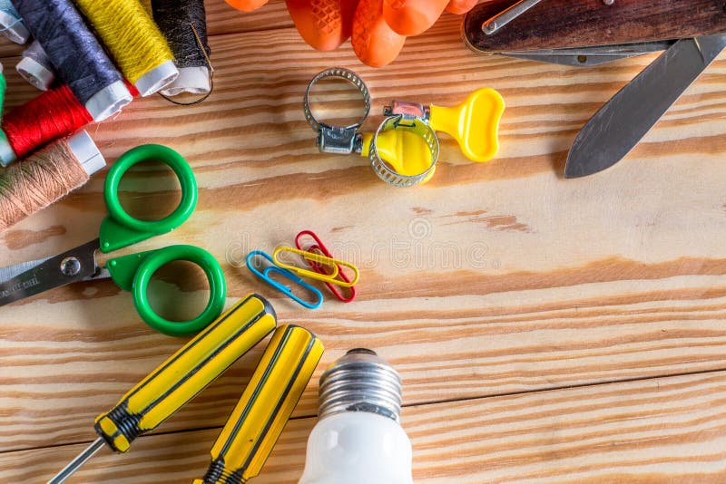 Flat Lay Style Modern Design of Worker Workplace, Set of Busines Stock ...