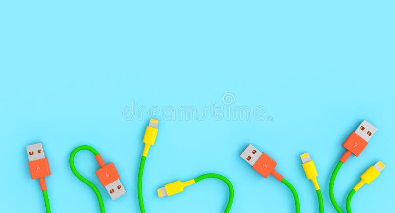 Flat Lay Style USB Cables that Simulate Stylized Flowers Stock ...