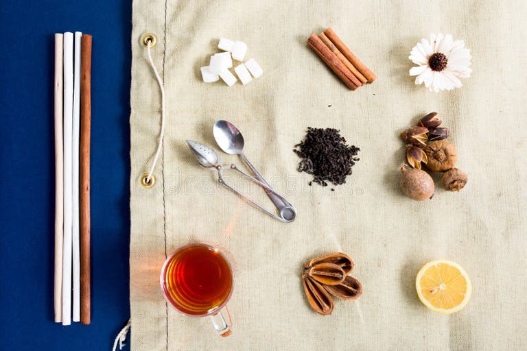 Flat Lay Tea Acessories Set. Stock Image - Image of concept, meal: 67479587