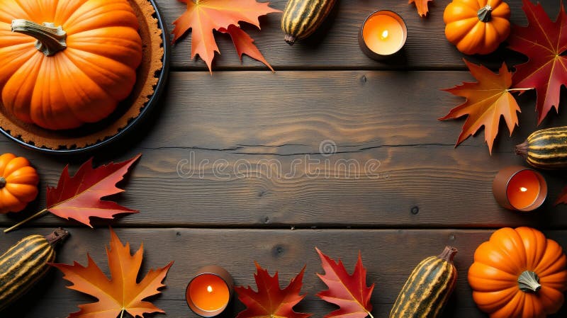 A Flat Lay of Thanksgiving Themed Items Arranged on a Rustic Wooden ...