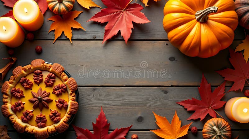 A Flat Lay of Thanksgiving Themed Items Arranged on a Rustic Wooden ...