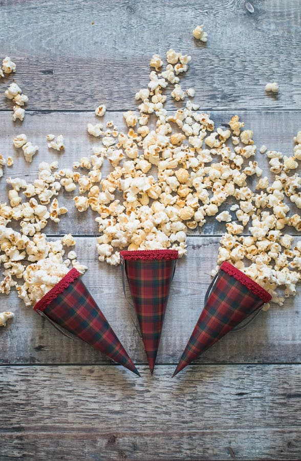 Three Popcorn Cones Flat Lay Stock Photo - Image of classic, colorful ...