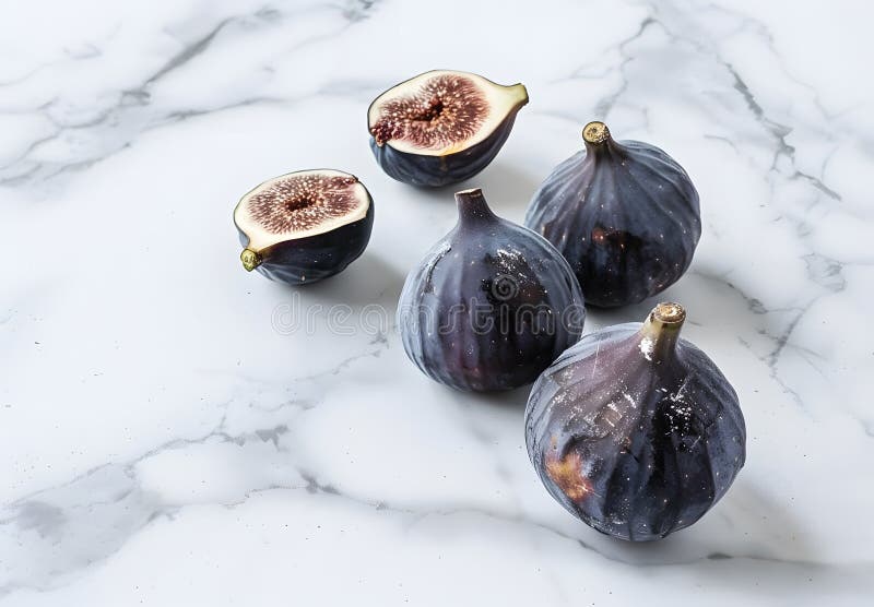 Fresh Figs on Marble Background - Minimalist Food Photography Stock ...