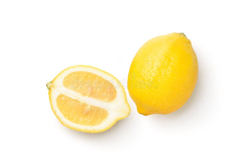 Flat Lay Top View of Lemon with Cut in Half Stock Photo - Image of ...
