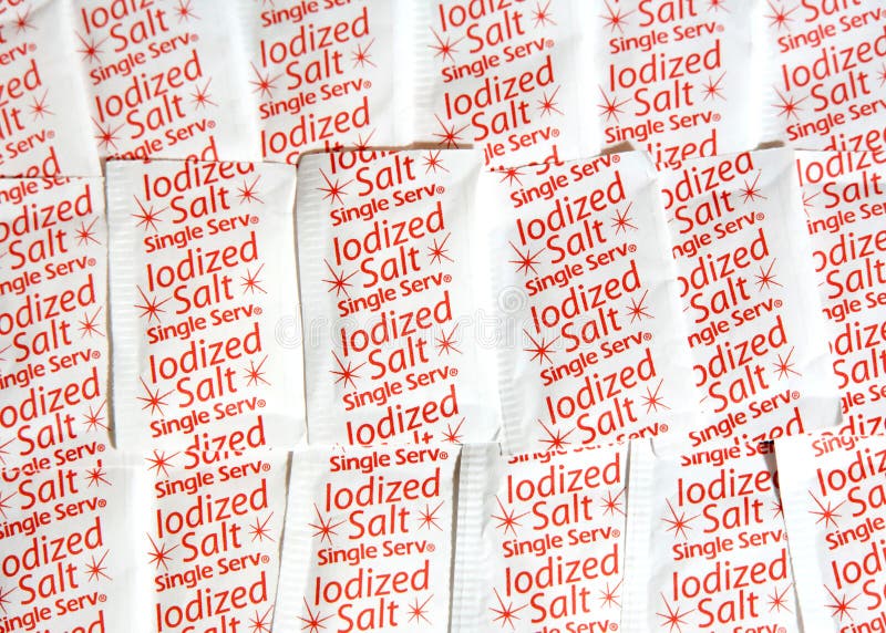 Flat Lay Top View of Packets of Ionized Salt. Single Serving Size ...